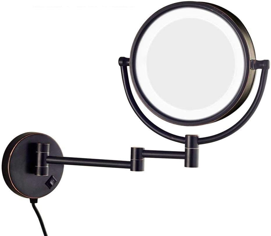 8 Inches LED Lighted Wall Mount Makeup Mirror with 3X Magnification ...