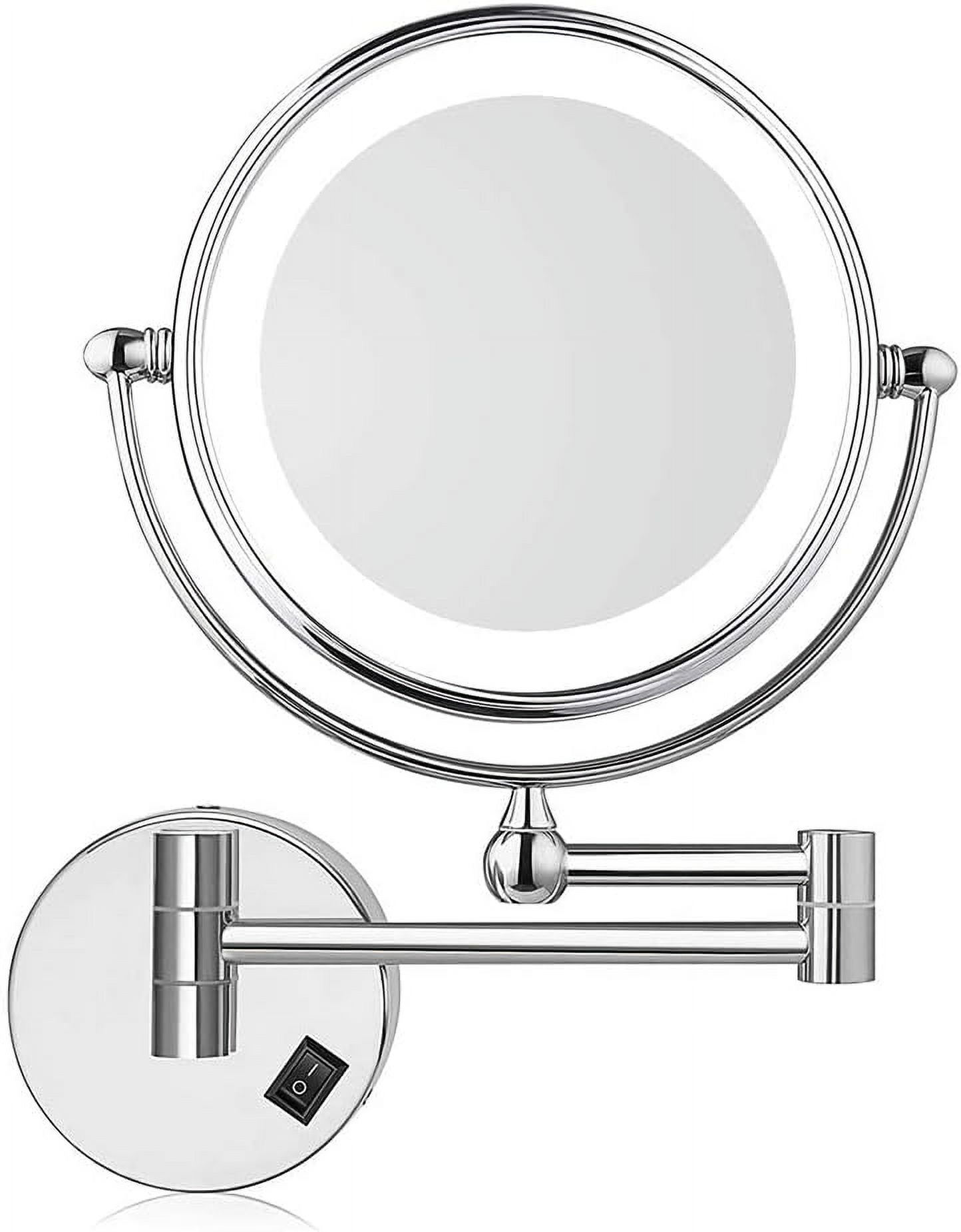 8 Inches LED Lighted Wall Mount Makeup Mirror with Magnification ...