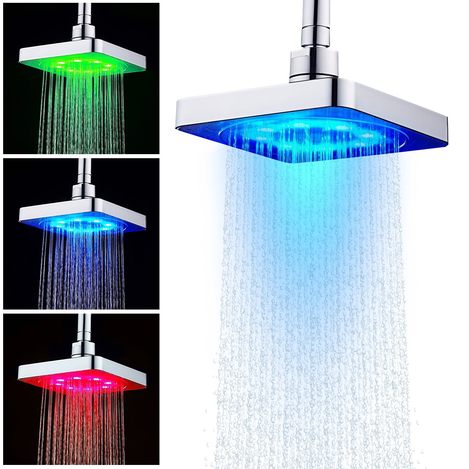 8 Inches LED Rain Shower Head,High Pressure Rainfall Bathroom Fixed ...