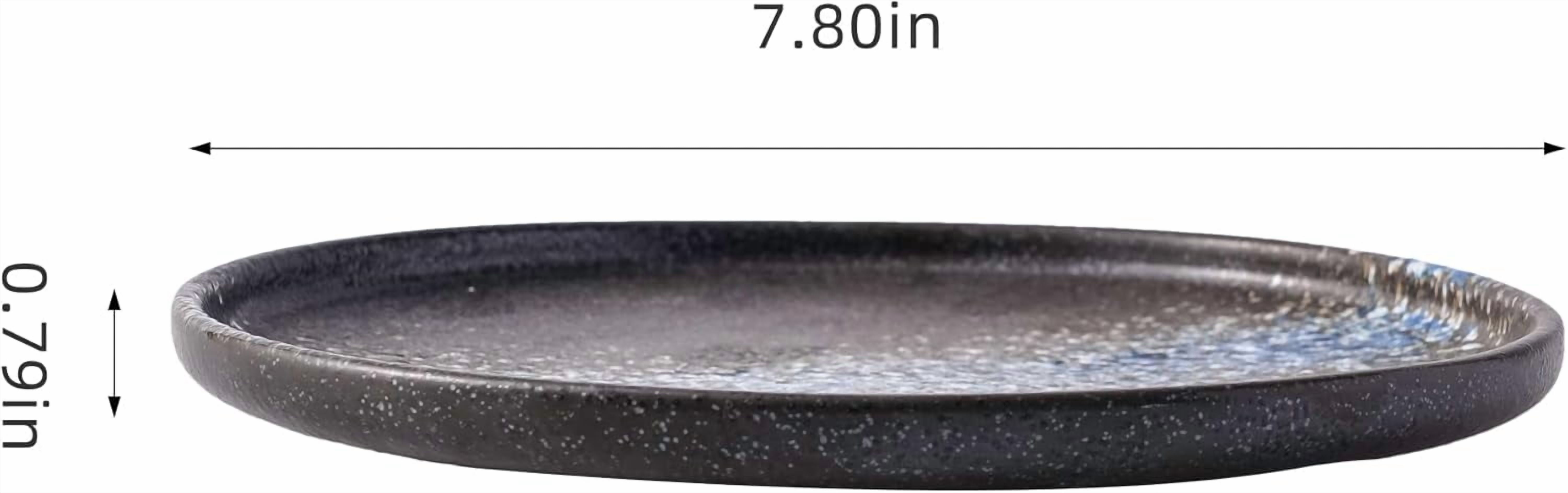 8 Inches Round Ceramic Dinner Plates Set of 4, Microwave Oven ...