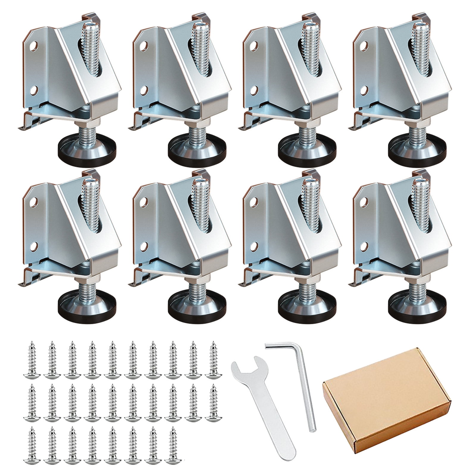 8 Industrial Adjustable Leveling Feet – 0.08" Steel, L-Shaped Brackets ...