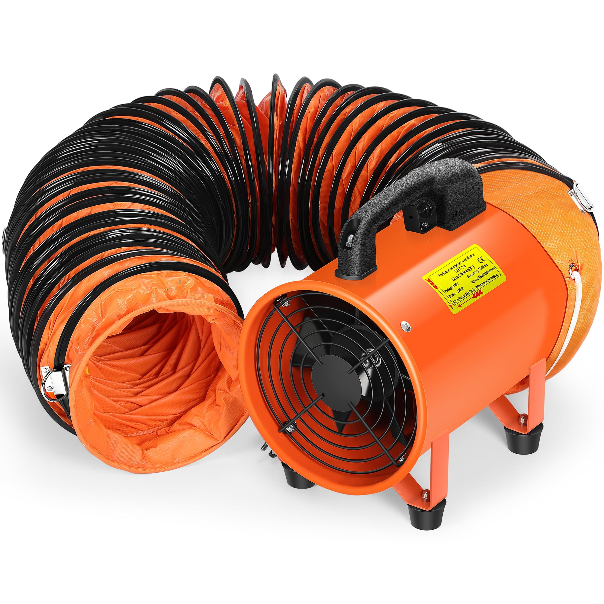 8" Industrial Utility Blower with 24.6ft Duct Hose, High Velocity ...