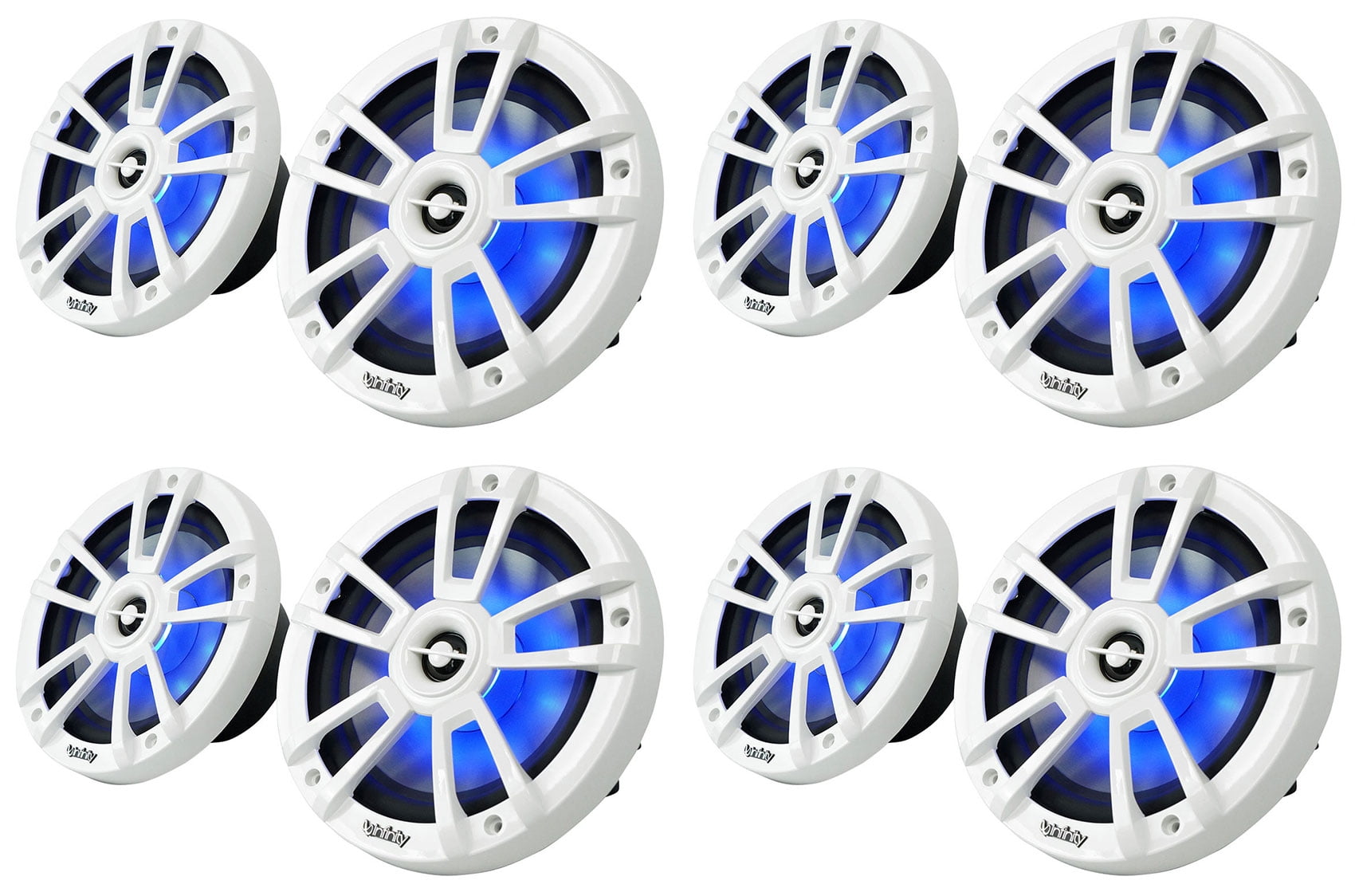 (8) Infinity 822MLW 8" 2-Way Marine Boat Speakers with RGB Lighting ...