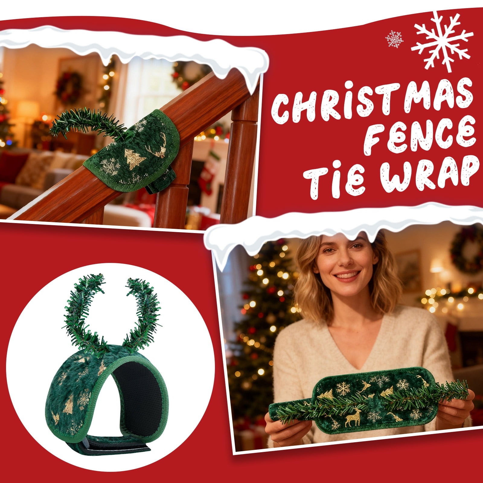 8 Items Railing Christmas Wreath Ties Decorative Railing Wreath ...