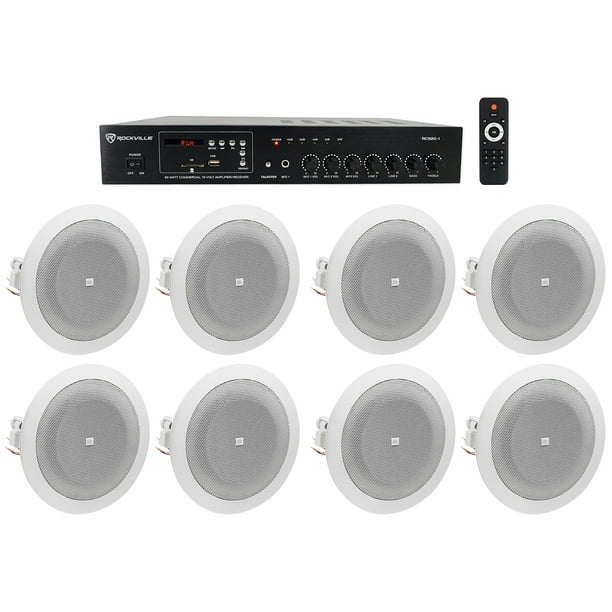 (8) JBL 4" 70v Ceiling Speakers+Commercial Amplifier For Restaurant/Bar ...