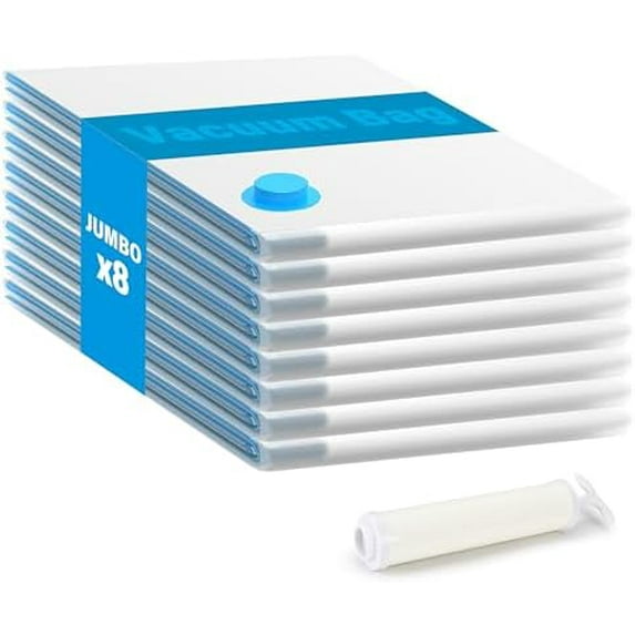 8 Jumbo Vacuum Storage Bags, Space Saver Bags, Vacuum Seal Bags with ...
