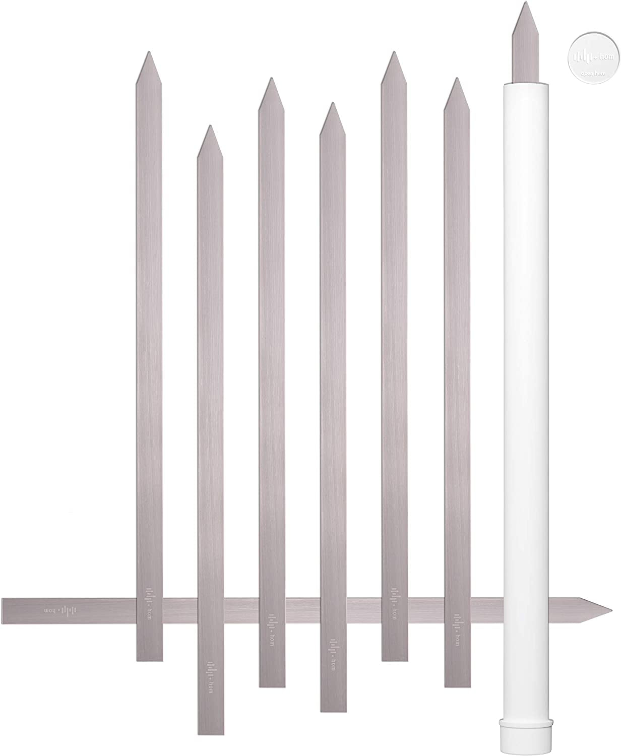 8 Kebab 1" Wide Flat Skewers, Stainless Steel, No-Wood Handle, Koobideh ...