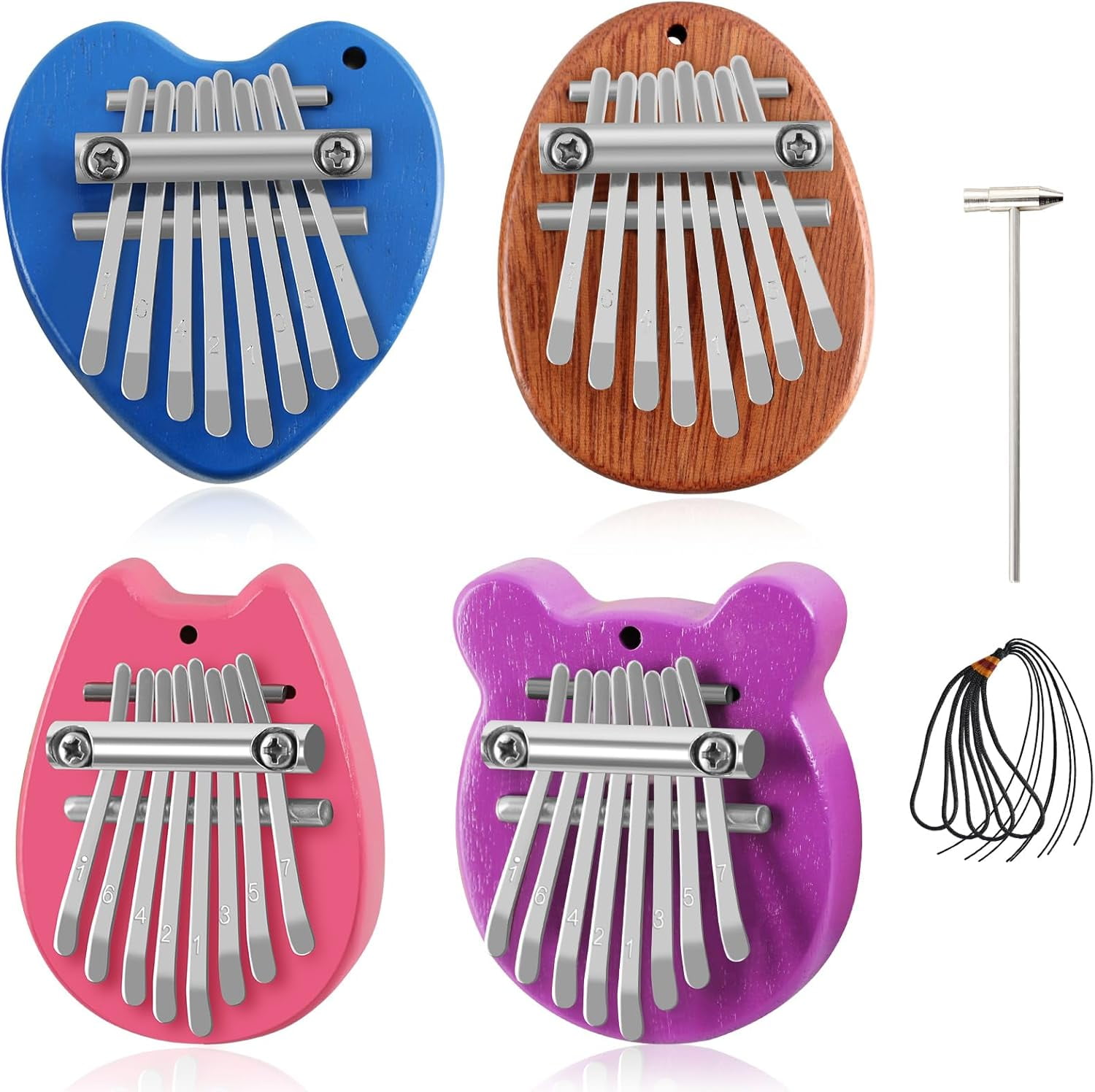 8 Key Mini Kalimba, Finger Thumb Piano with Accessory Pendant ...