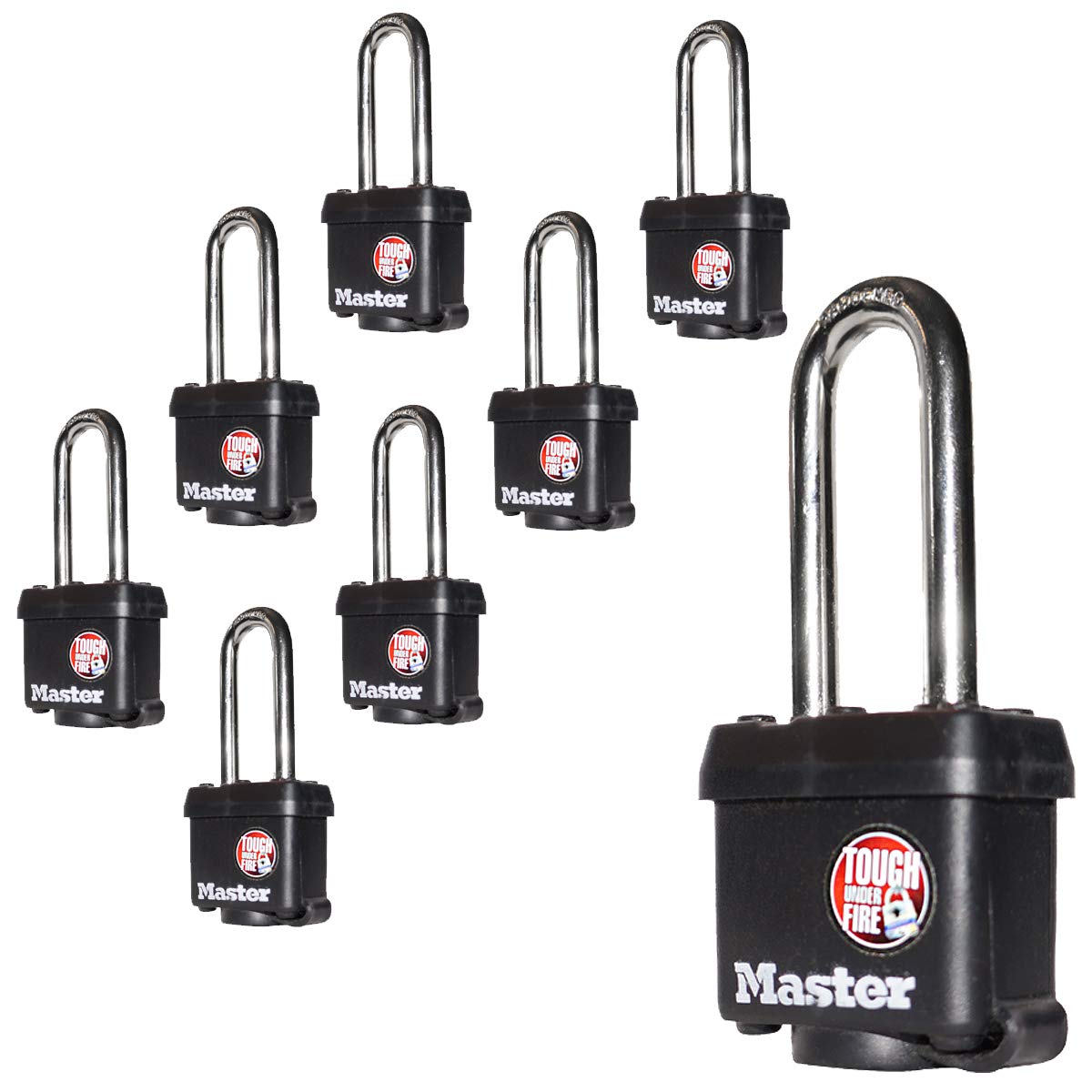 8 Keyed Alike Padlocks with Thermoplastic Coating, 2 Inch Tall Shackle ...