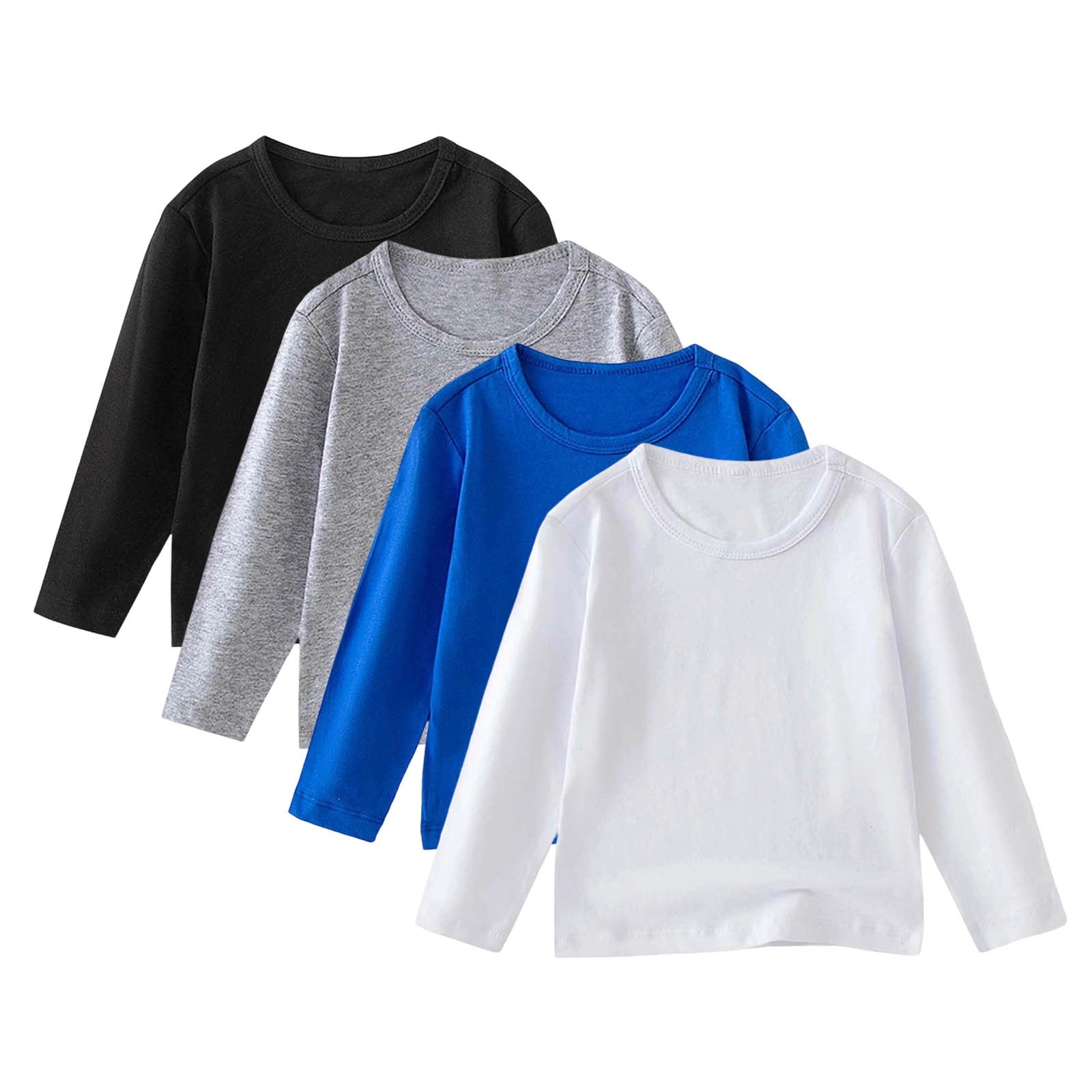 8 Kid Girl Boy Tops Shirts 4 Pack Cotton Kids Long Sleeve Shirts Boys ...