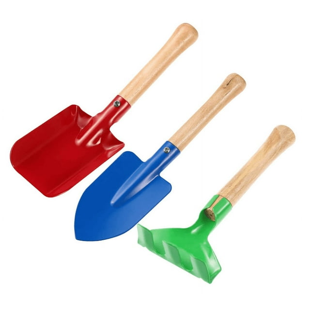 8" Kids Gardening Tools, Metal with Sturdy Wooden Handle Safe Garden ...