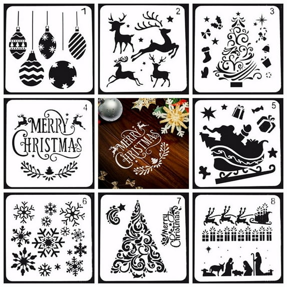 8 Kit Stencils Embossing Template Painting Scrapbooking Reusable ...