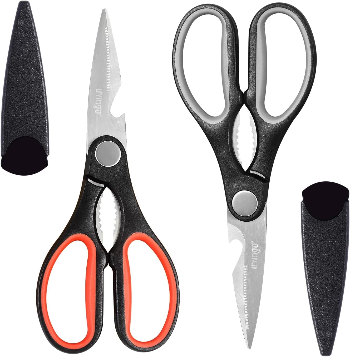 8" Kitchen Scissors All Purpose - 2 Pack Heavy Duty Kitchen Meat Shears ...