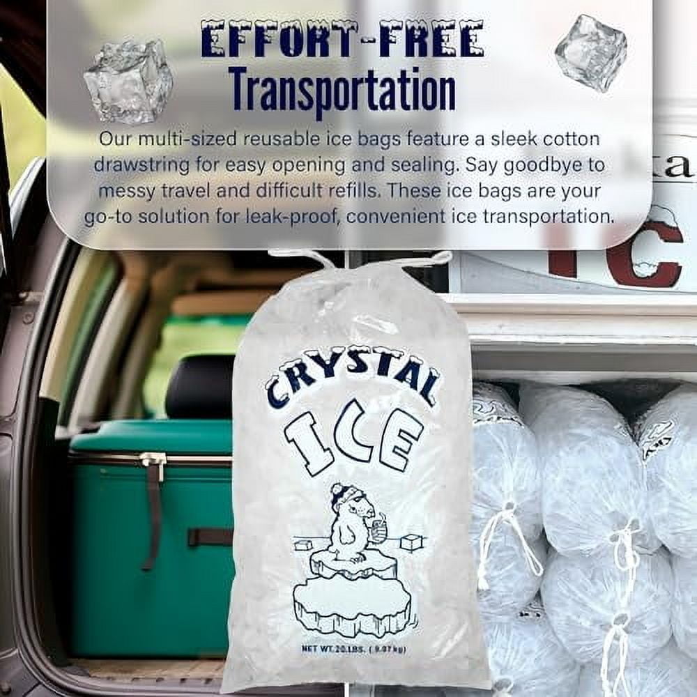 8 LB Ice Bags with Drawstring (500 Count) – Clear Plastic Bags for ...