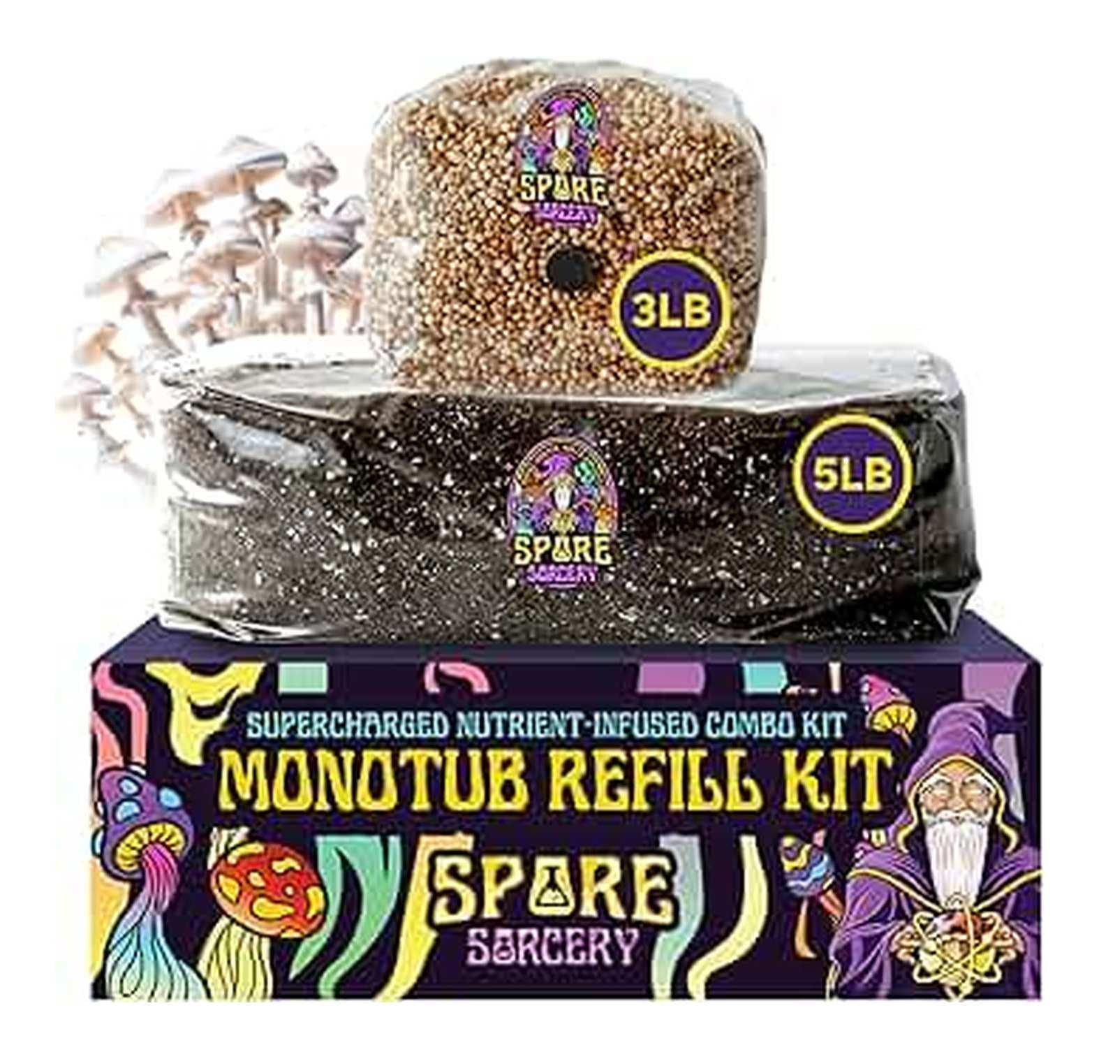 8 LB Monotub Refill Kit | Includes: 3 LB Sterilized Milo Sorghum Grain ...