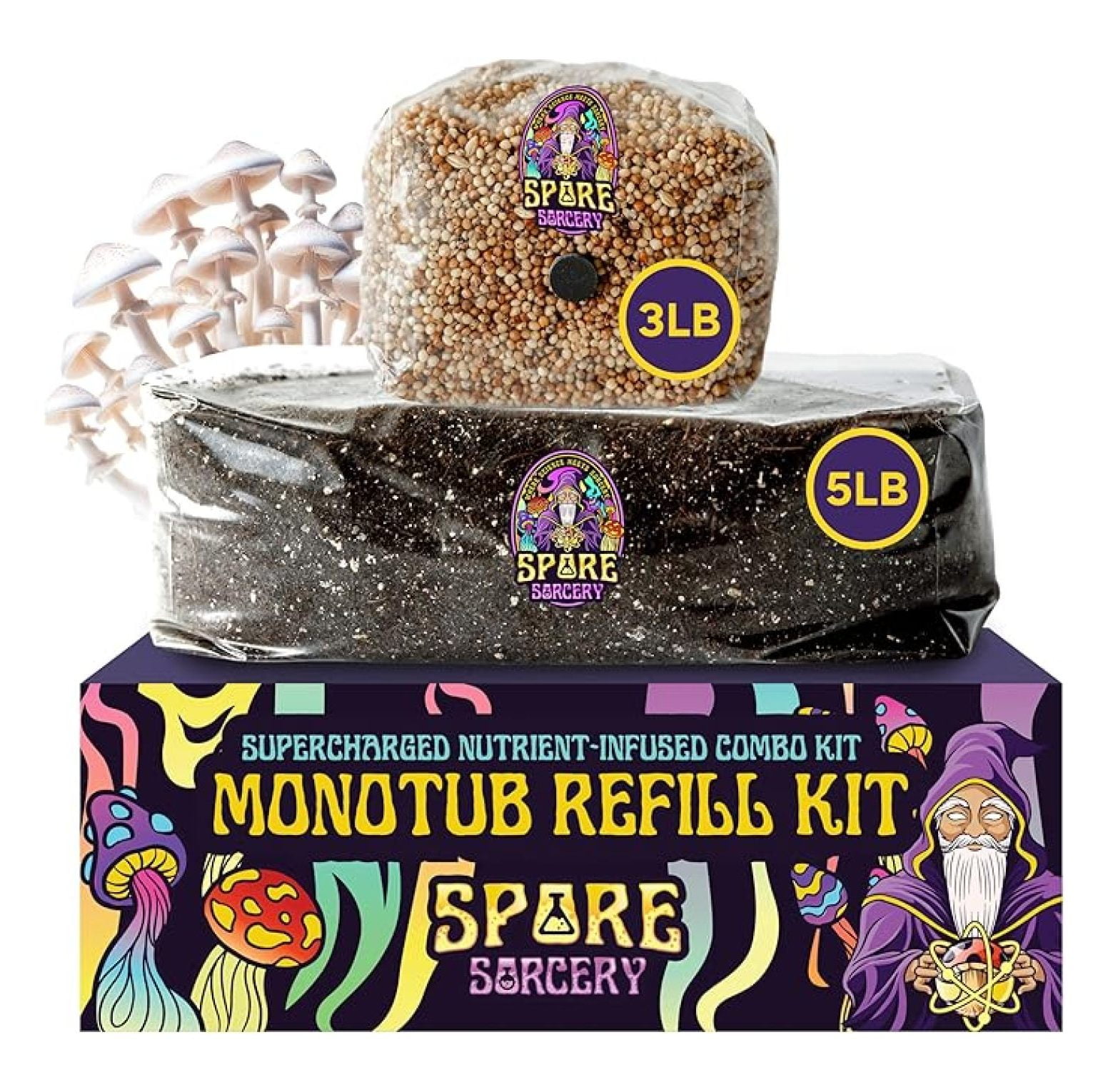 8 LB Monotub Refill Kit | Includes: 3 LB Sterilized Milo Sorghum Grain ...