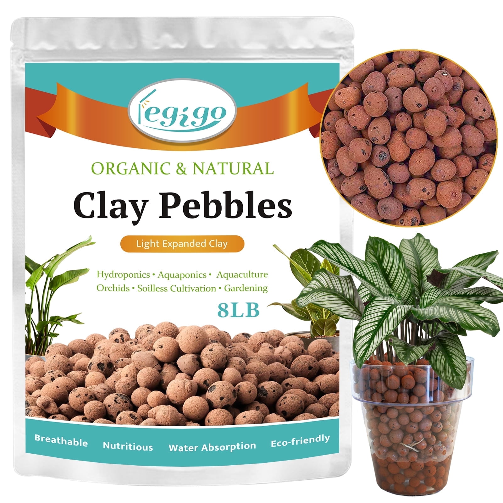 Legigo, Organic Leca Clay Pebbles, 8 lb, 4-16mm for Indoor Plants ...