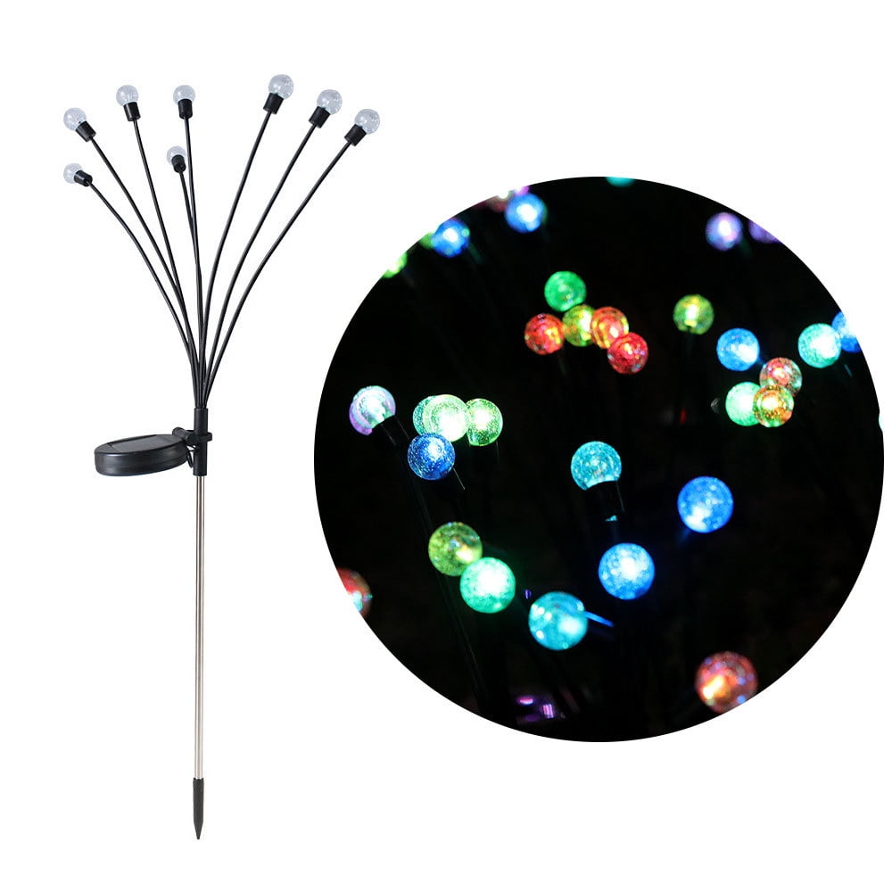 8 LED Solar Firefly Lights Starburst Swaying Lights Outdoor Waterproof Garden Decor, Colorful ...