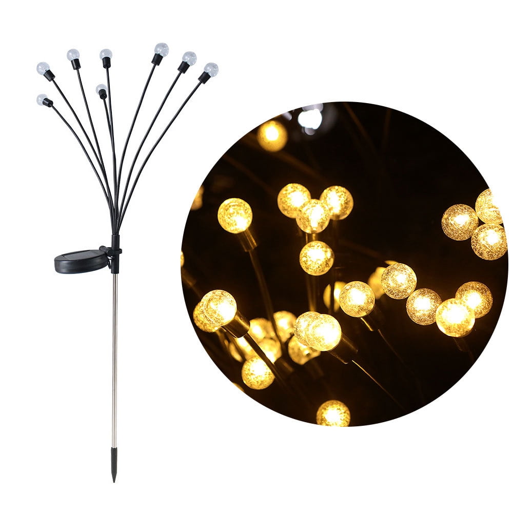 8 LED Solar Firefly Lights Starburst Swaying Lights Outdoor Waterproof Garden Decor Warm White ...