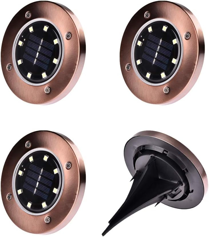 8 LED Solar Ground Lights Solar Powered Disk Lights Outdoor Solar ...