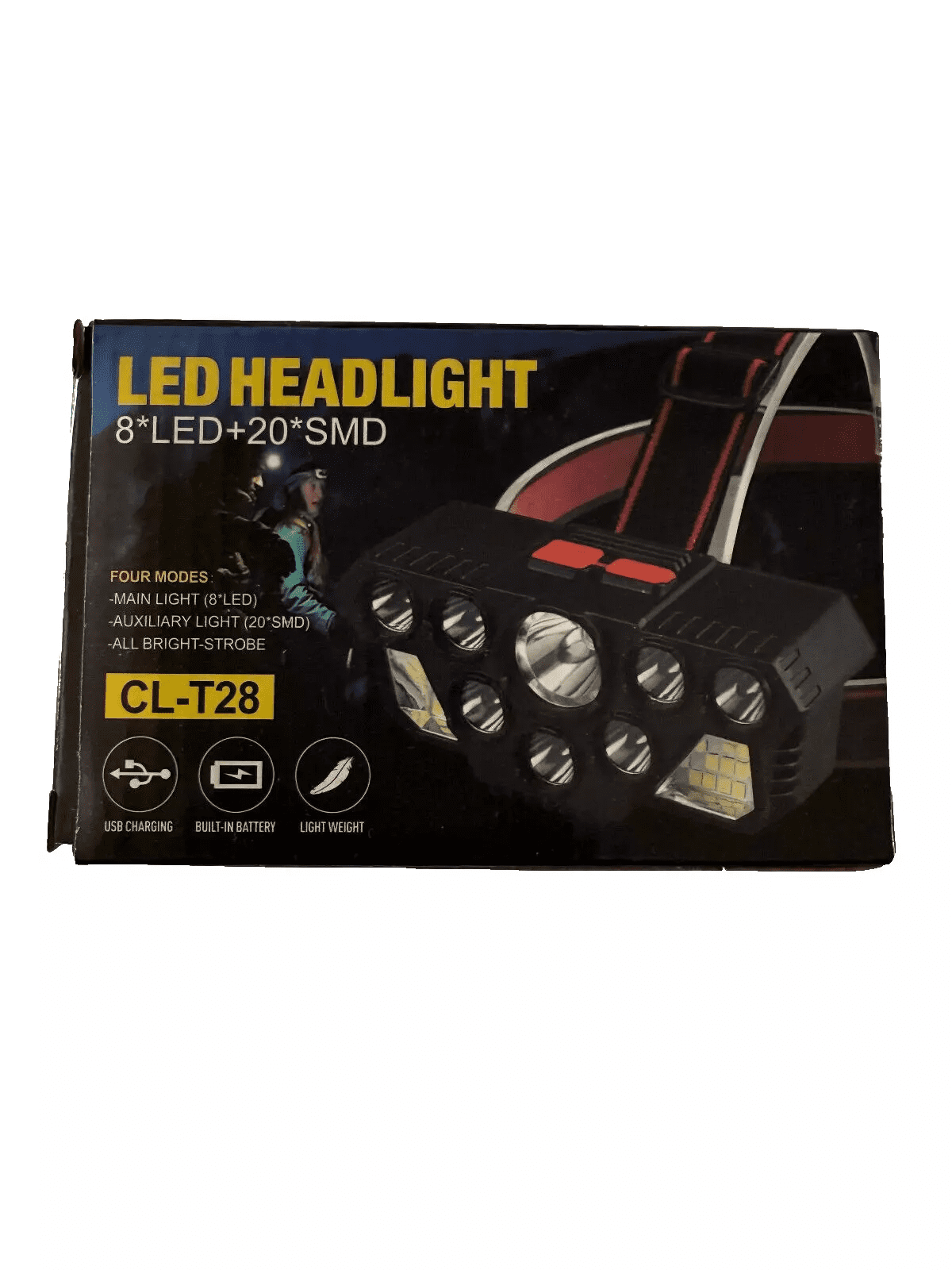 8 LED Ultra Bright Headlamp Head Light Flashlight Rechargeable Travel ...
