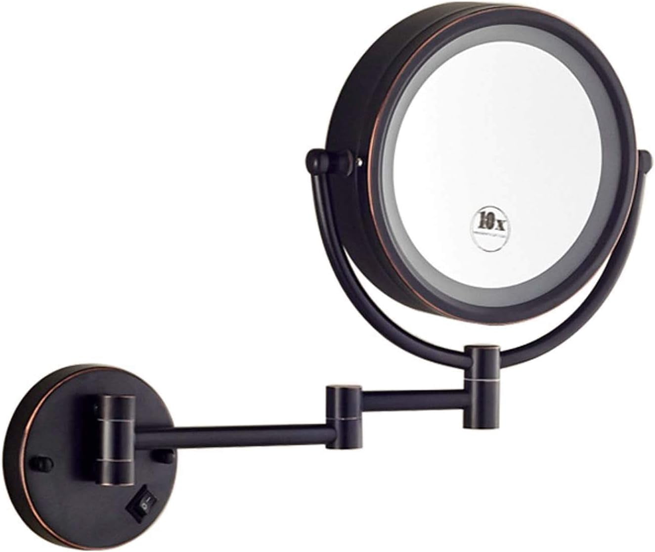 8" LED Wall Mounted Makeup Mirror, Double Sided 1X/3X/5X/7X/10X ...