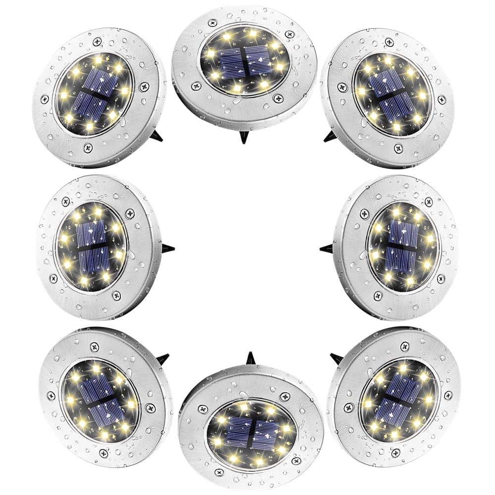 8 LEDs Solar Disk 8 Led Solar Lights Outdoor Path Lights, Solar Powered ...