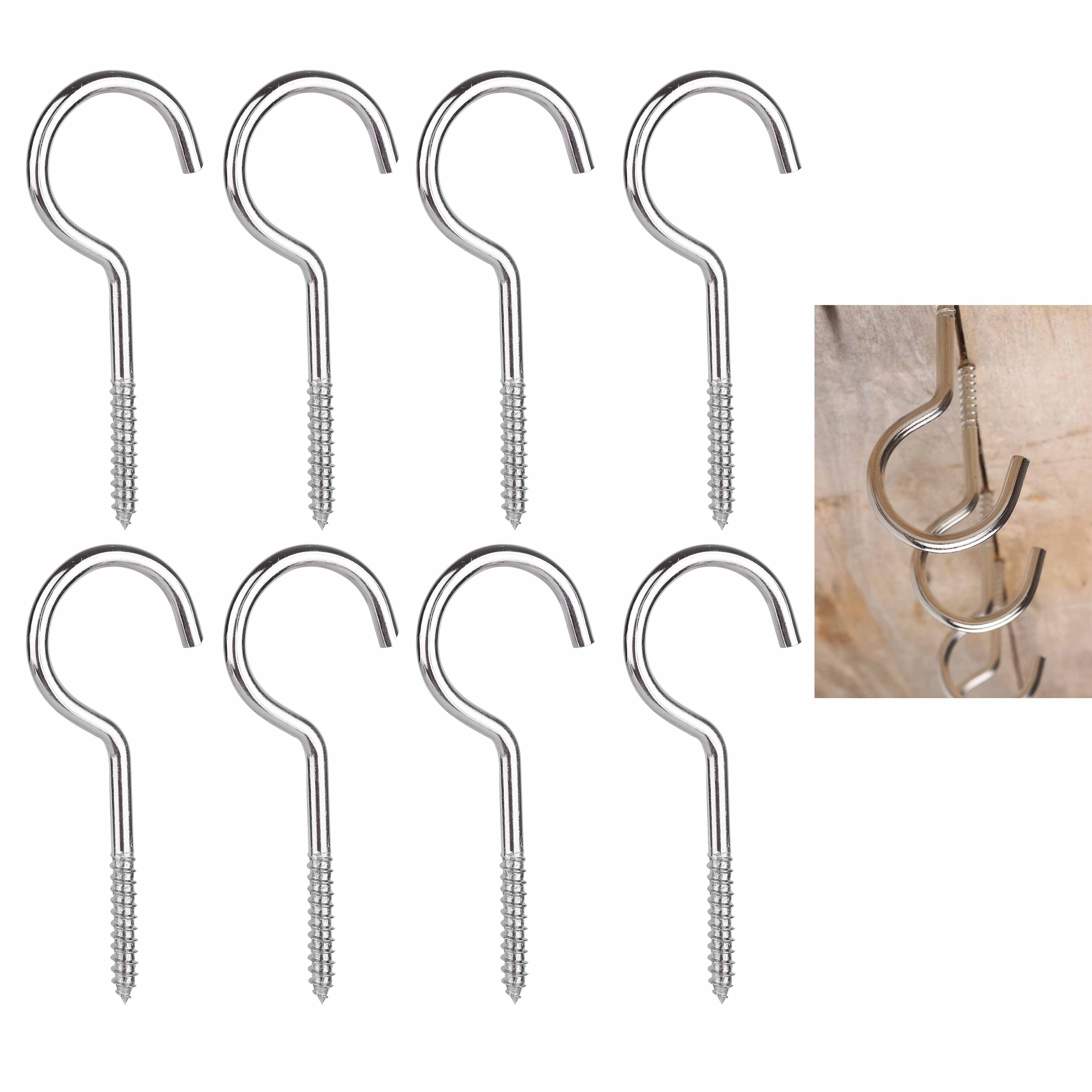 8 Large Screw Eye Utility Hooks 3-1/2" Steel Ceiling Hanging Plants ...