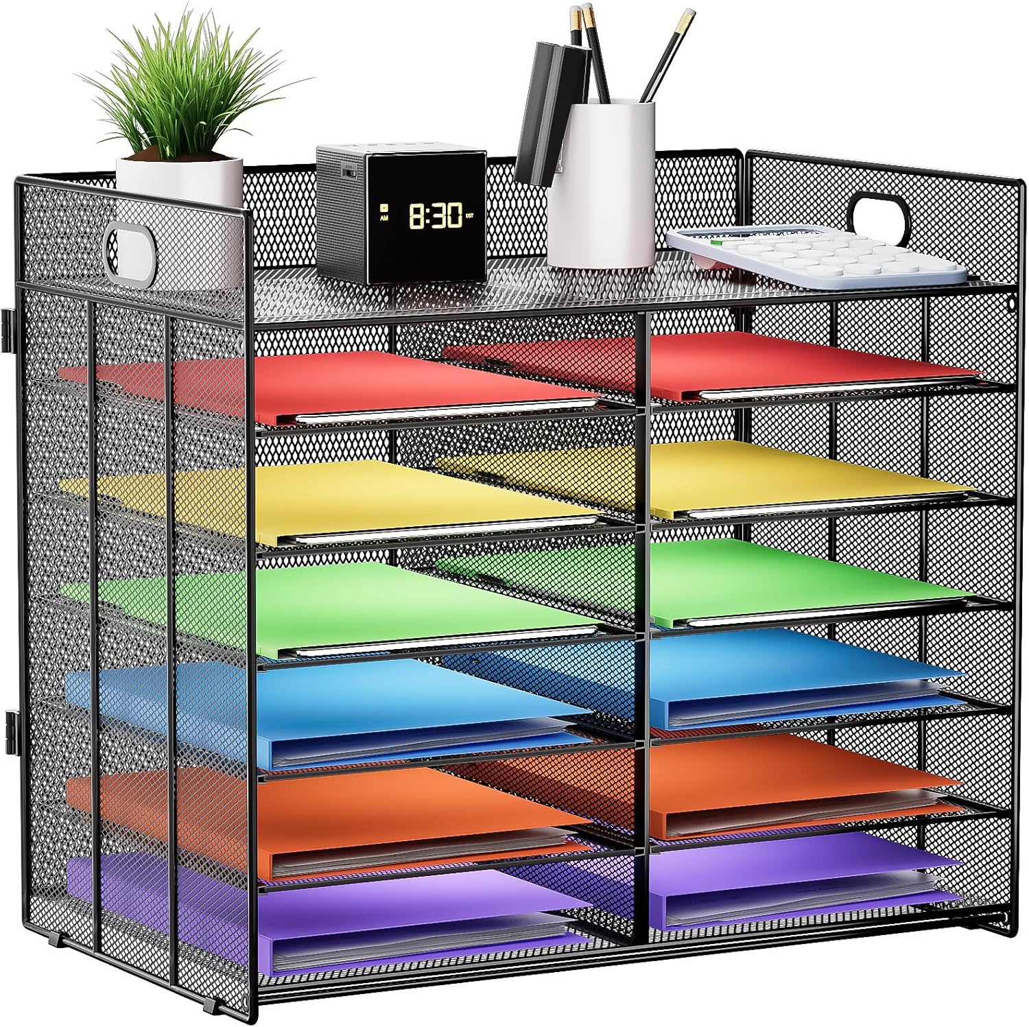 8-Layer Desktop Document Organizer, Grid File Organizer, Desktop ...