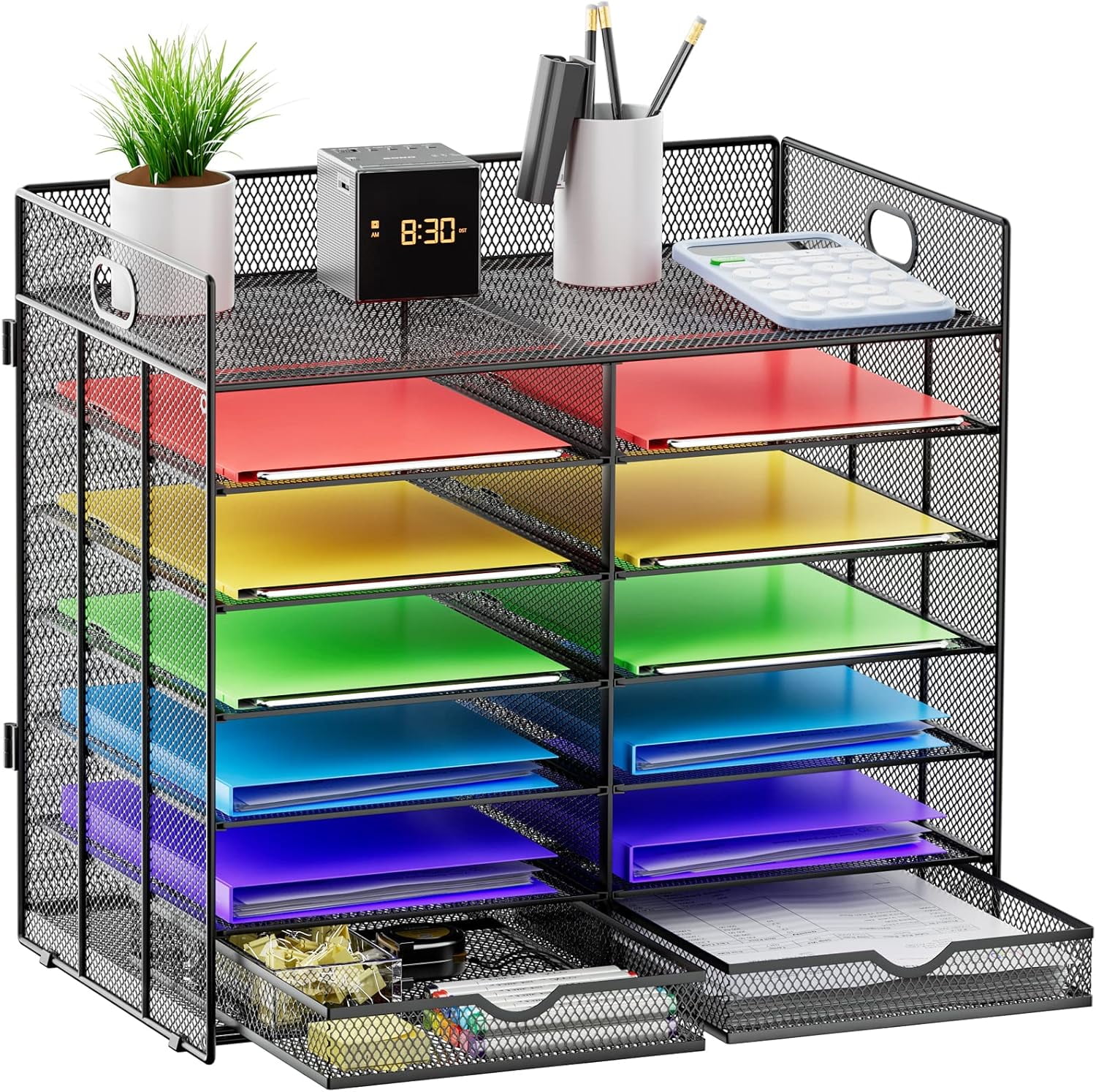 8-Layer Desktop Document Organizer, Grid File Organizer, Desktop ...