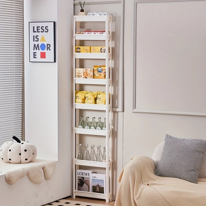 8-Layer Ultra-Thin Plastic Storage Box - White Vertical Shelf for Small ...