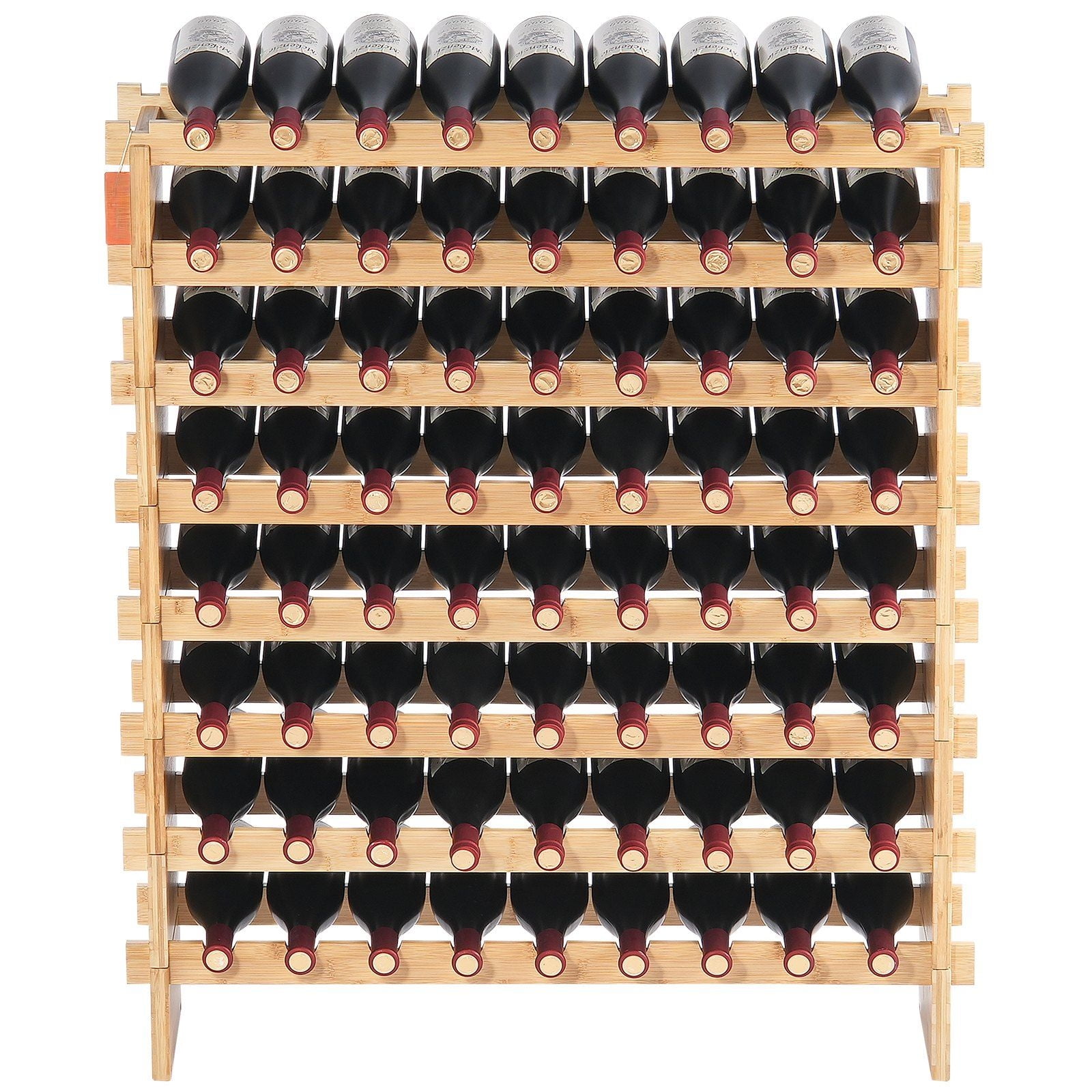 8-Layer stackable modular wine rack, 72 bottle capacity bamboo and wood ...