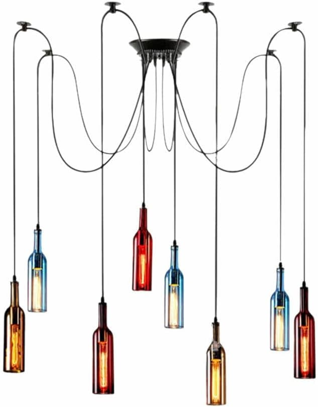 8-Light Creative Glass Bottle Chandelier Pendant Lamp Vintage ...
