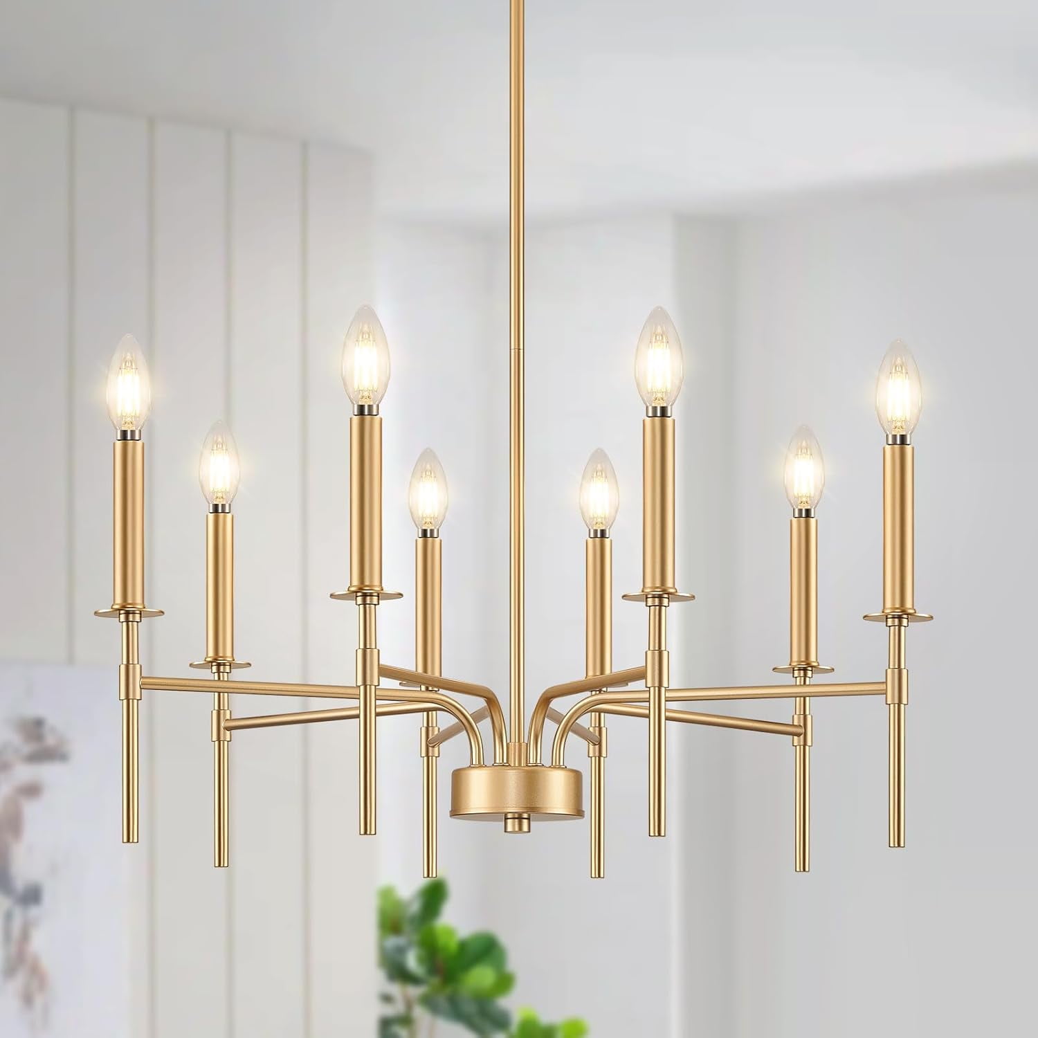8 Light Gold Chandelier Light Fixture, Modern Farmhouse Chandeliers for Dining Room Light ...