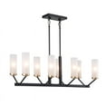 LNC 8-Light Black and Gold Linear LED Pendant with Frosted Glass for ...