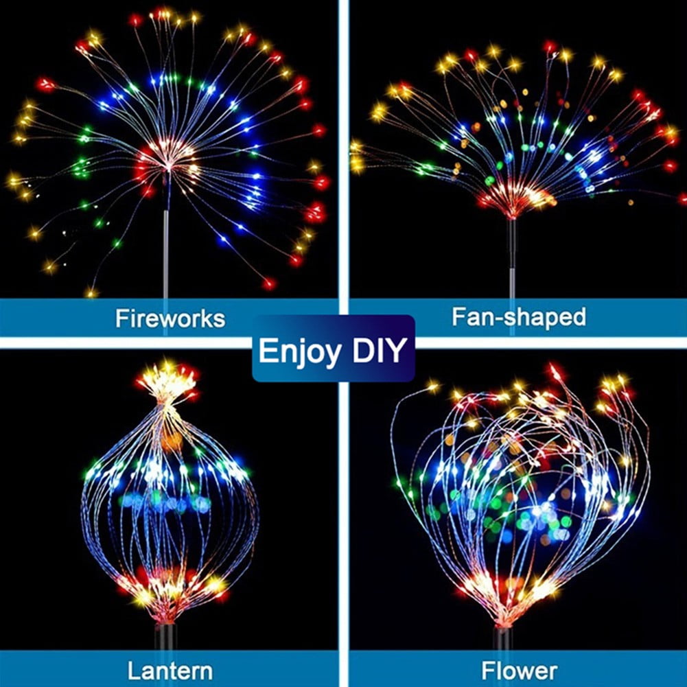 8 Light Modes Solar Lights Solar Fireworks Lamp Garden Decor Waterproof ...