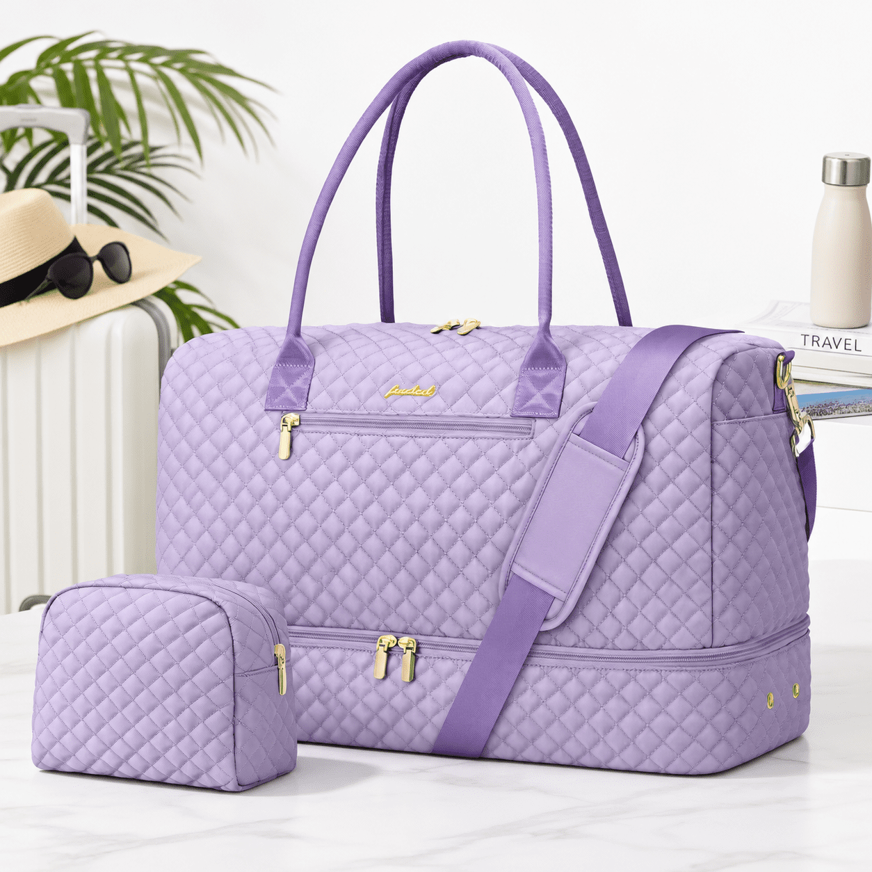 8-Light Purple Large Travel Duffel Bag Carry On Overnight Weekender ...