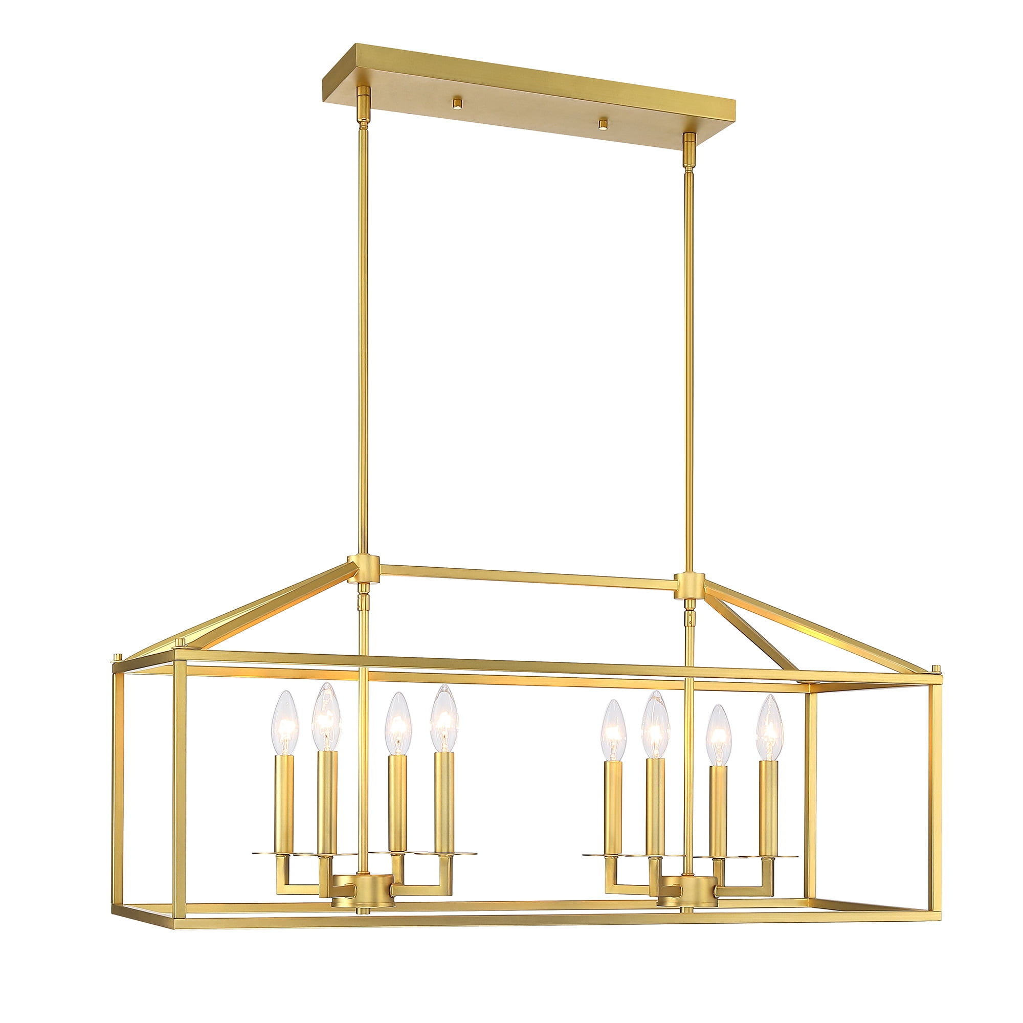 8-Light Rectangle Gold Pendant Lighting Kitchen Island Modern ...