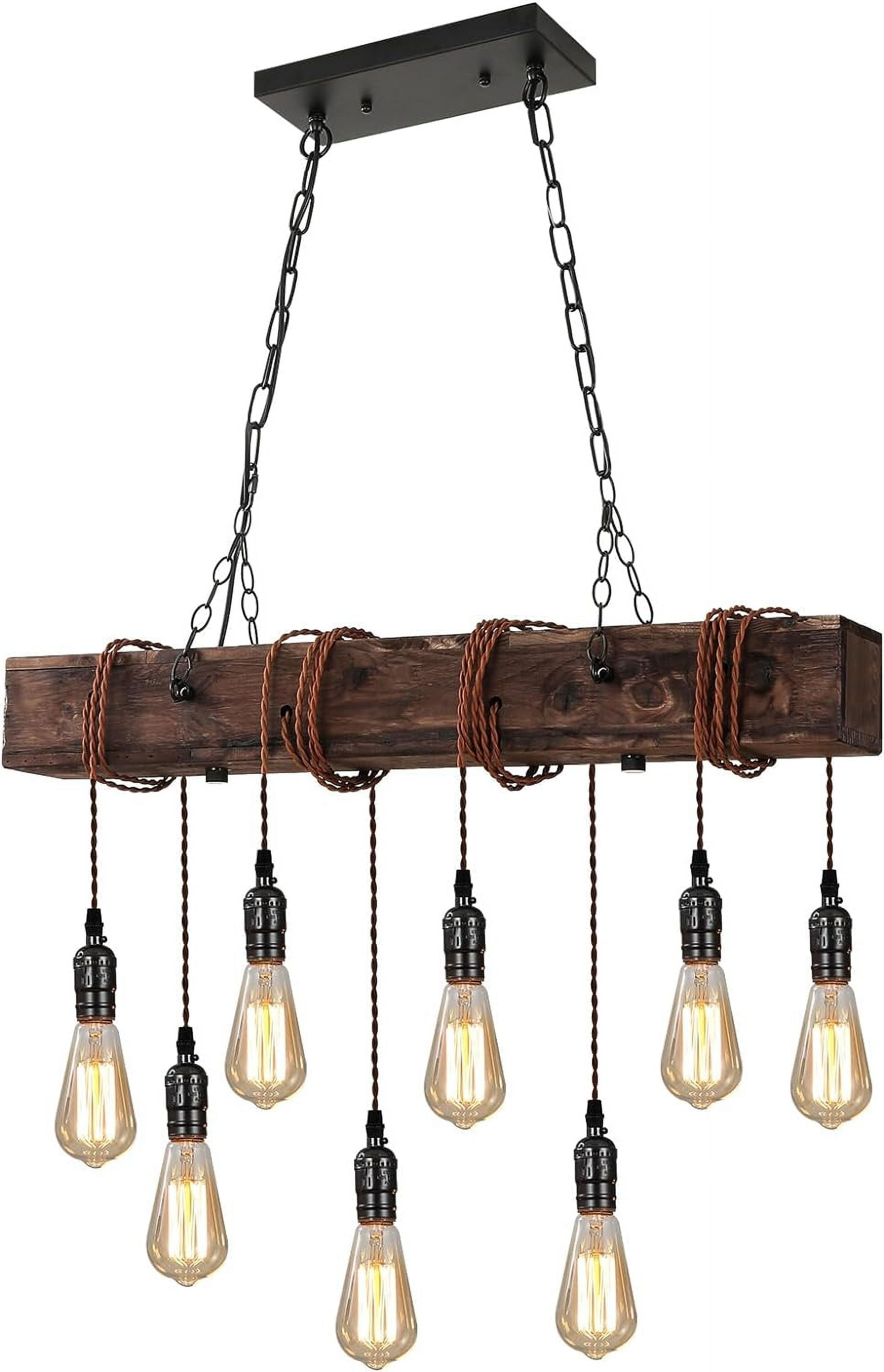 8-Lights Rustic Chandeliers for Dining Room, Farmhouse Wooden Ceiling ...