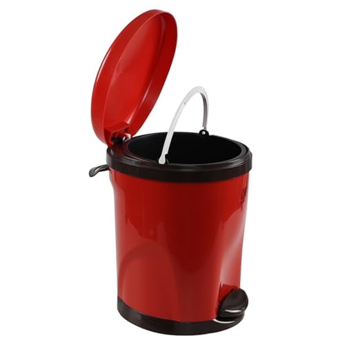 8 Liters/2.1 Gallons Garbage Can with Step Pedal, Small Trash Can (Red ...