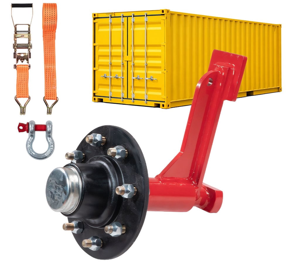 8-Lug Shipping Container Wheel Kit 8,000 lb WLL – Moving Tool for 20–40 ...
