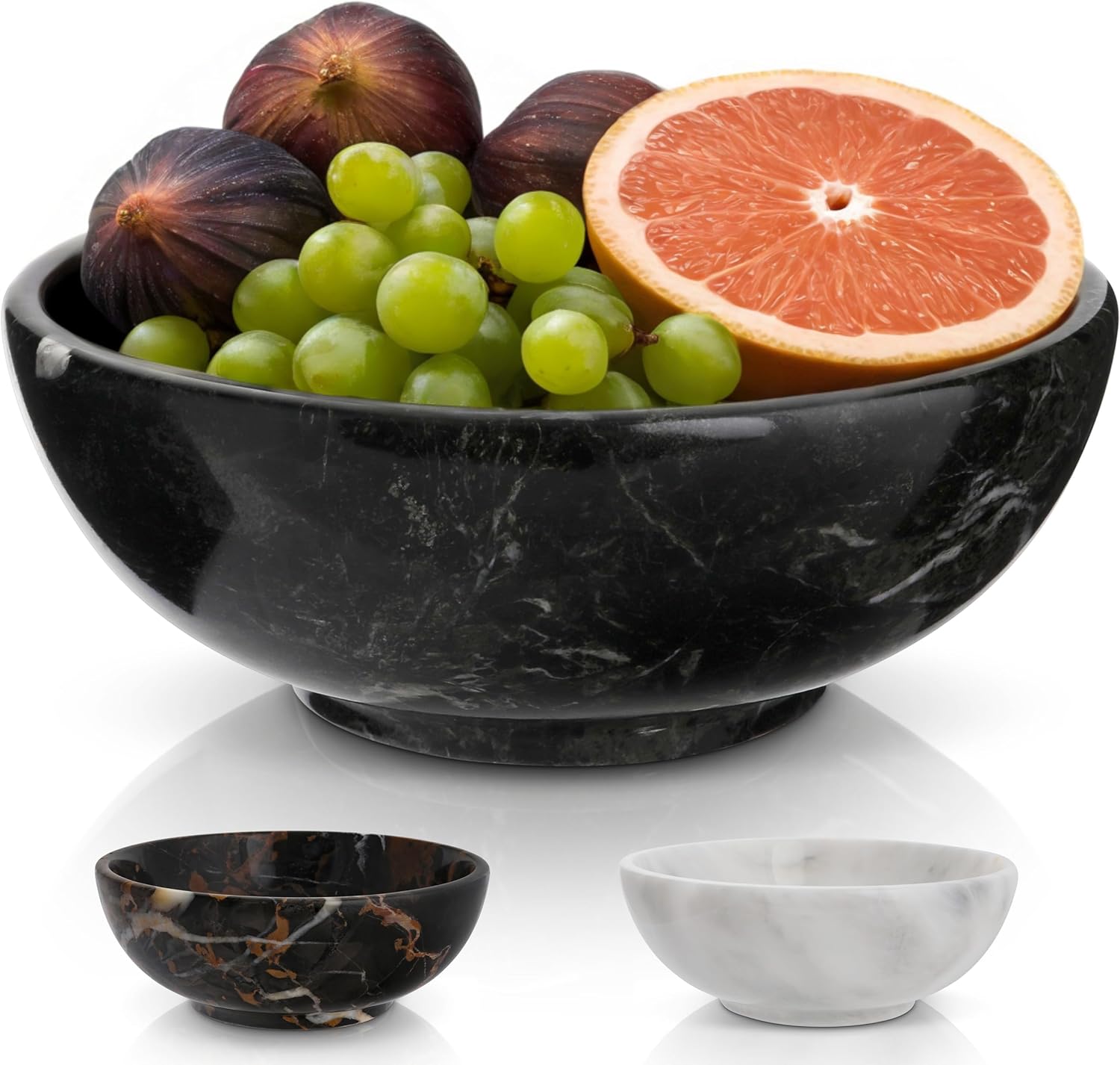 8" Luxury Black Marble Decorative Bowl for Coffee Table - Elegant ...