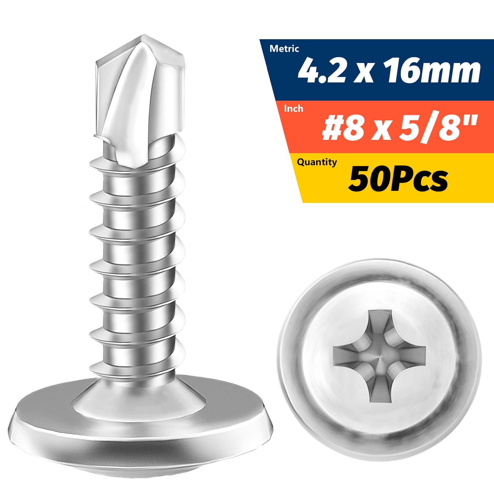 #8 M4.2 Self-Tapping Sheet Metal Screws 410 Stainless Steel Truss Head High-Strength Quick ...