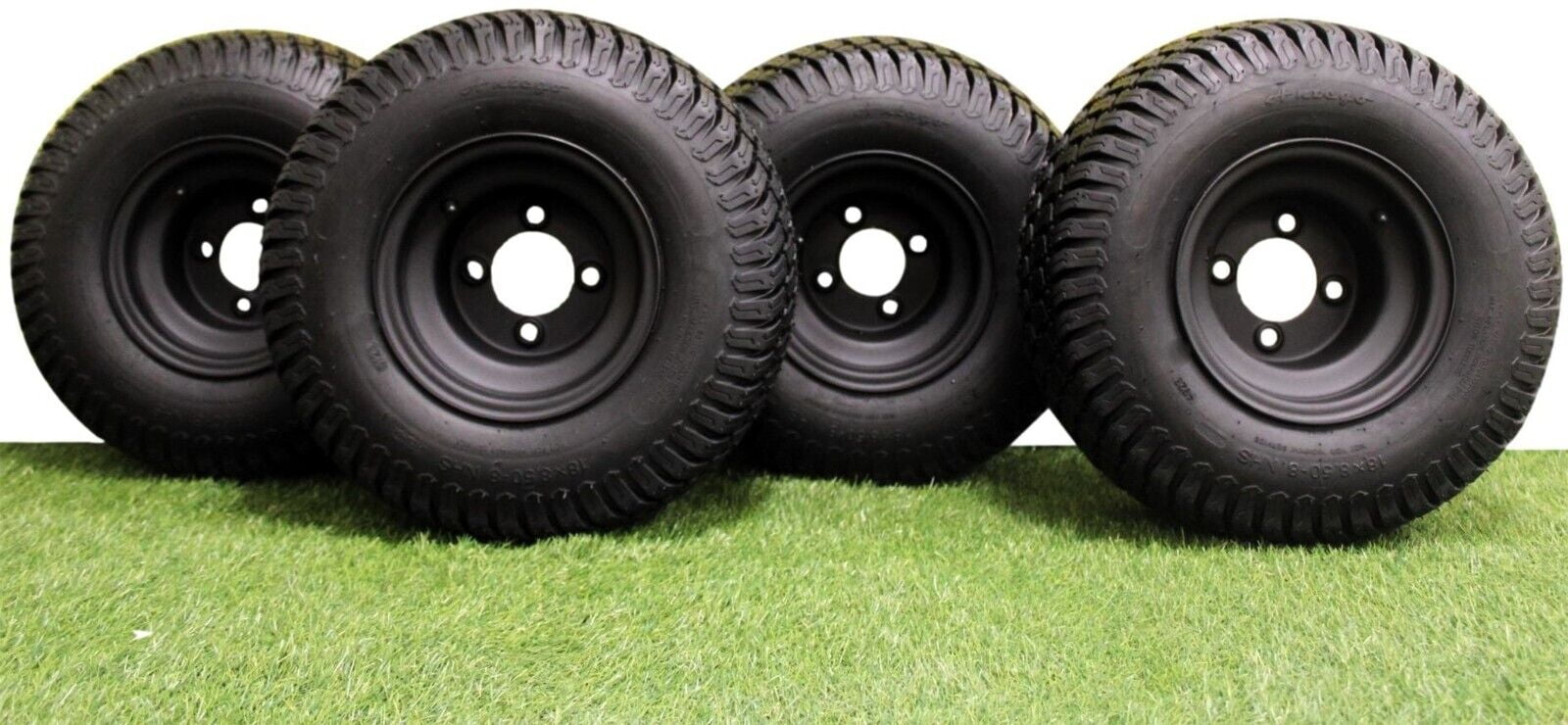 8" MATTE BLACK STEEL GOLF CART WHEELS AND 18X8.50-8 TURF 4 PLY TIRES ...
