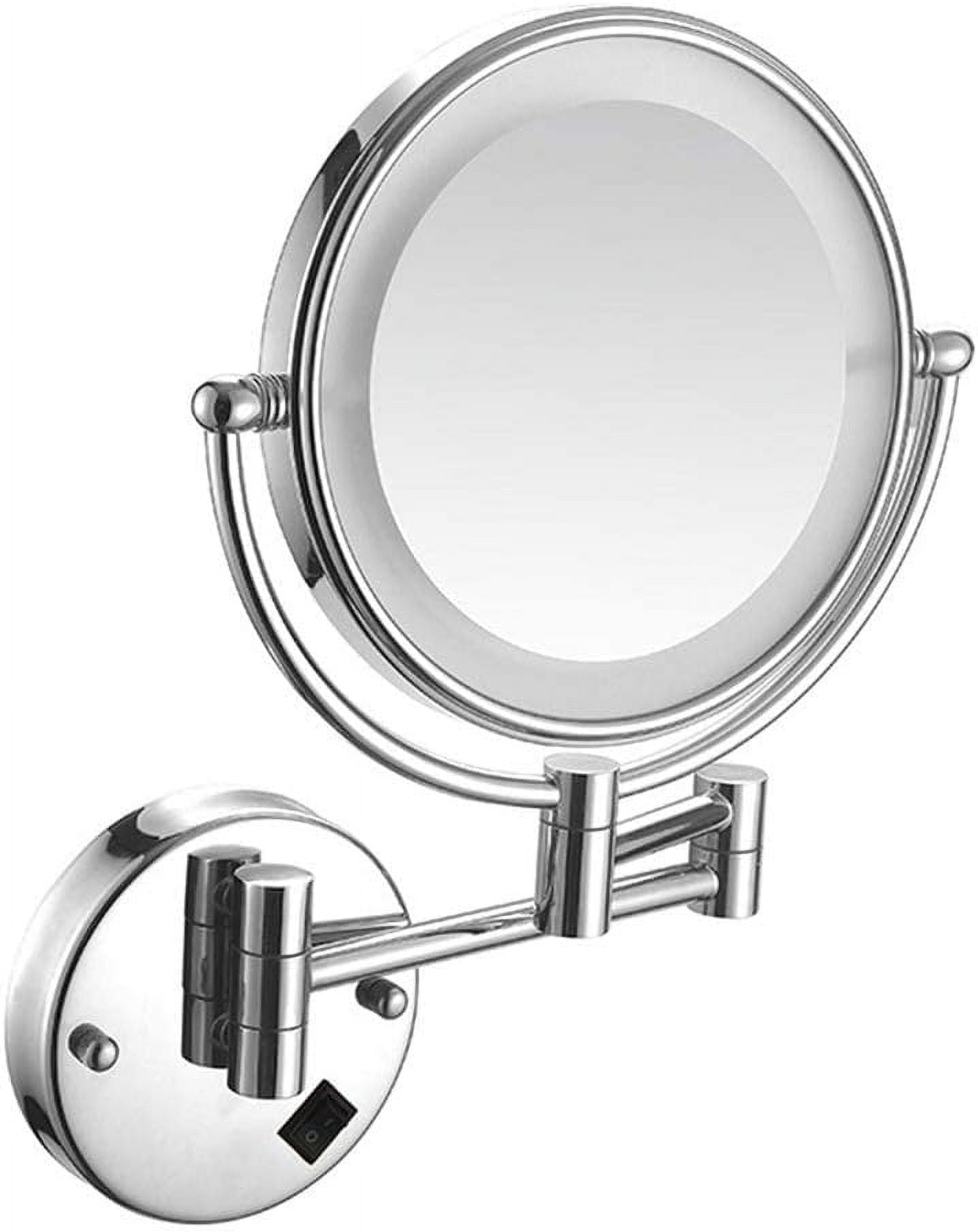 8 in Makeup Mirror Wall Mount LED Lighted Wall-Mounted Bathroom Mirror with Lights and 3X ...