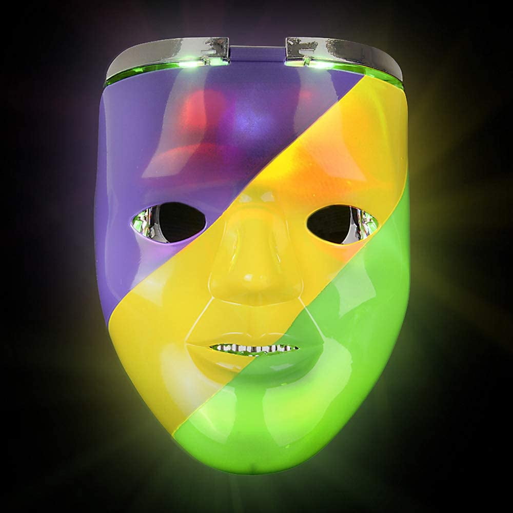 8" Mardi Gras Light Up Double Mask (Each) - Walmart.com