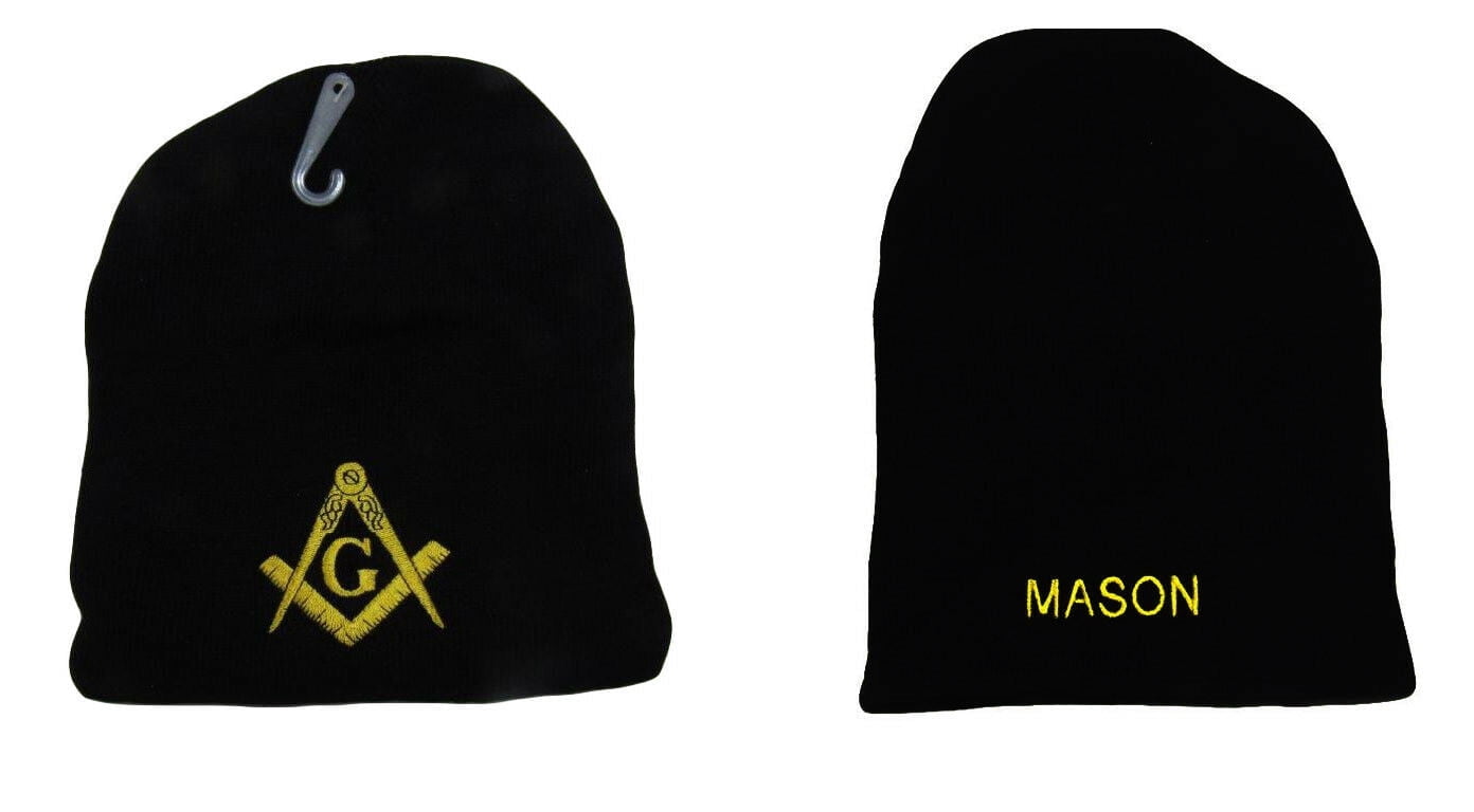 8" Mason Masonic Lodge Letters Black Embroidered Beanie Skull Cap Hat ...