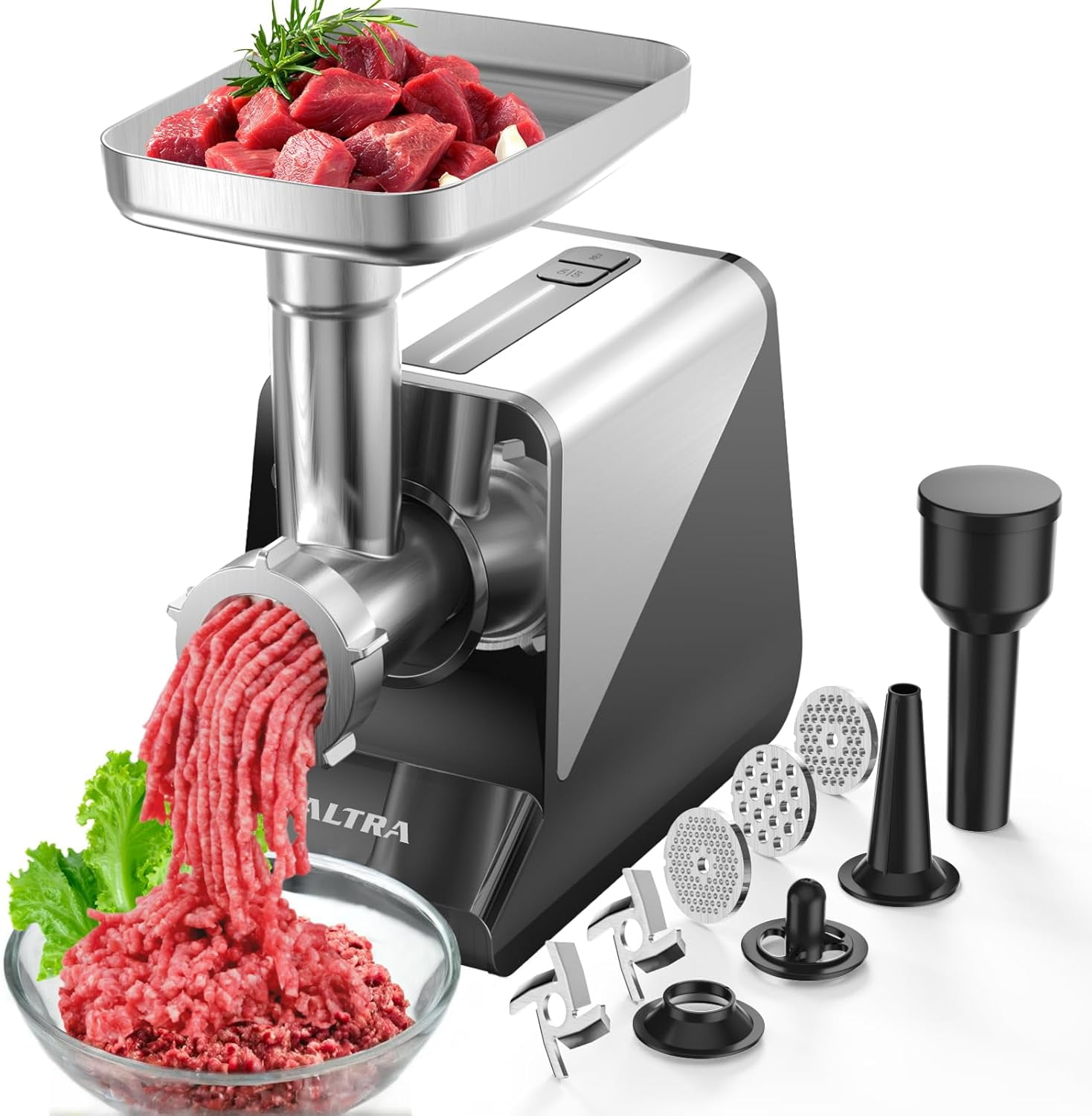 #8 Meat Grinder [3200W Max] Electric Heavy Duty Sausage Stuff with 2 ...