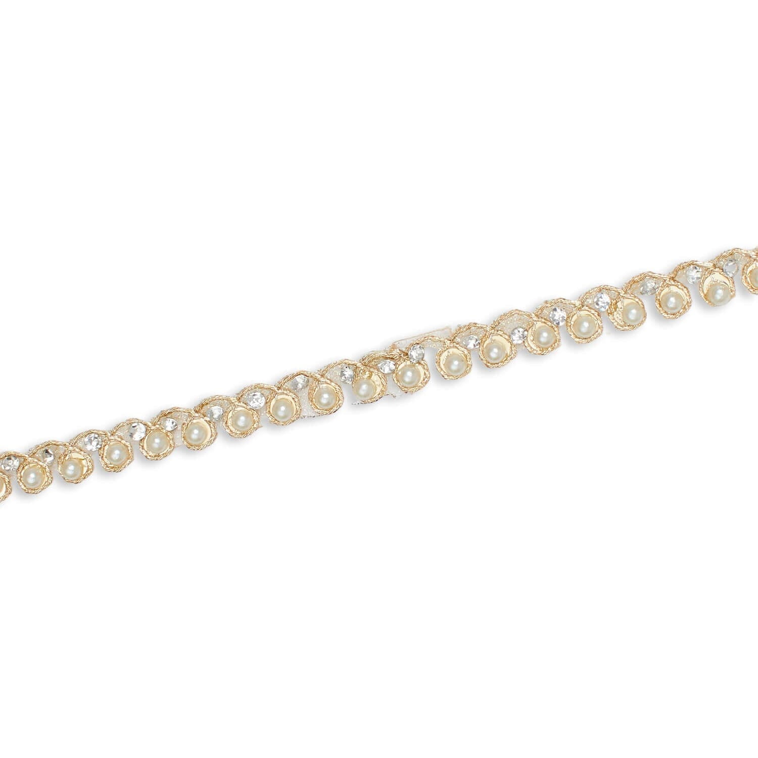 8 Millimeter Beaded Rhinestones & Metallic Cording On Mesh Trim By The ...