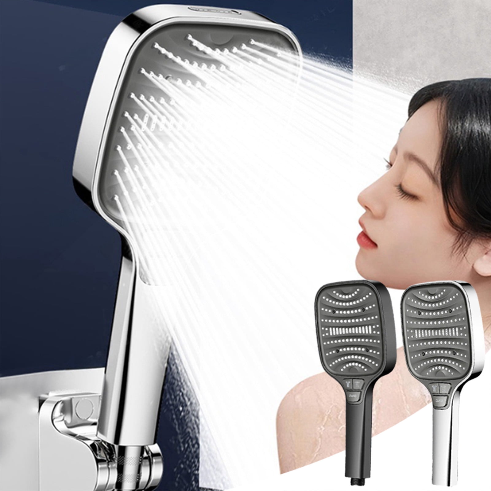 8-Mode Handheld Shower Head | High Pressure Square Panel Spray Nozzle ...